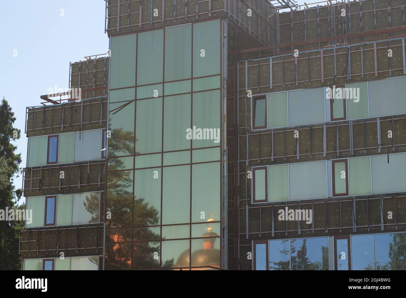 The wall of the building. The surface of the wall of the house ...