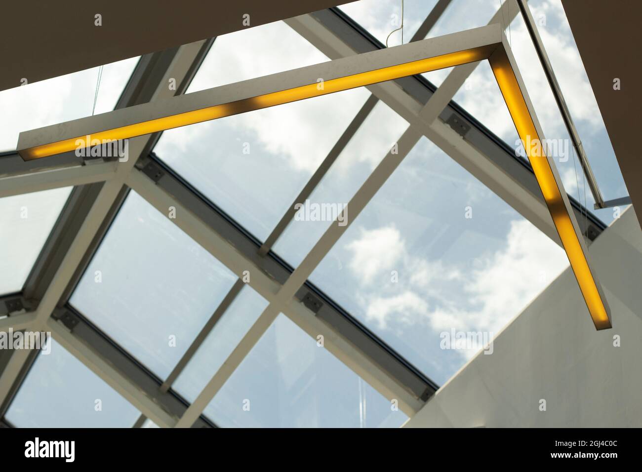 Glazed roof. Modern architecture of the roof of the building ...