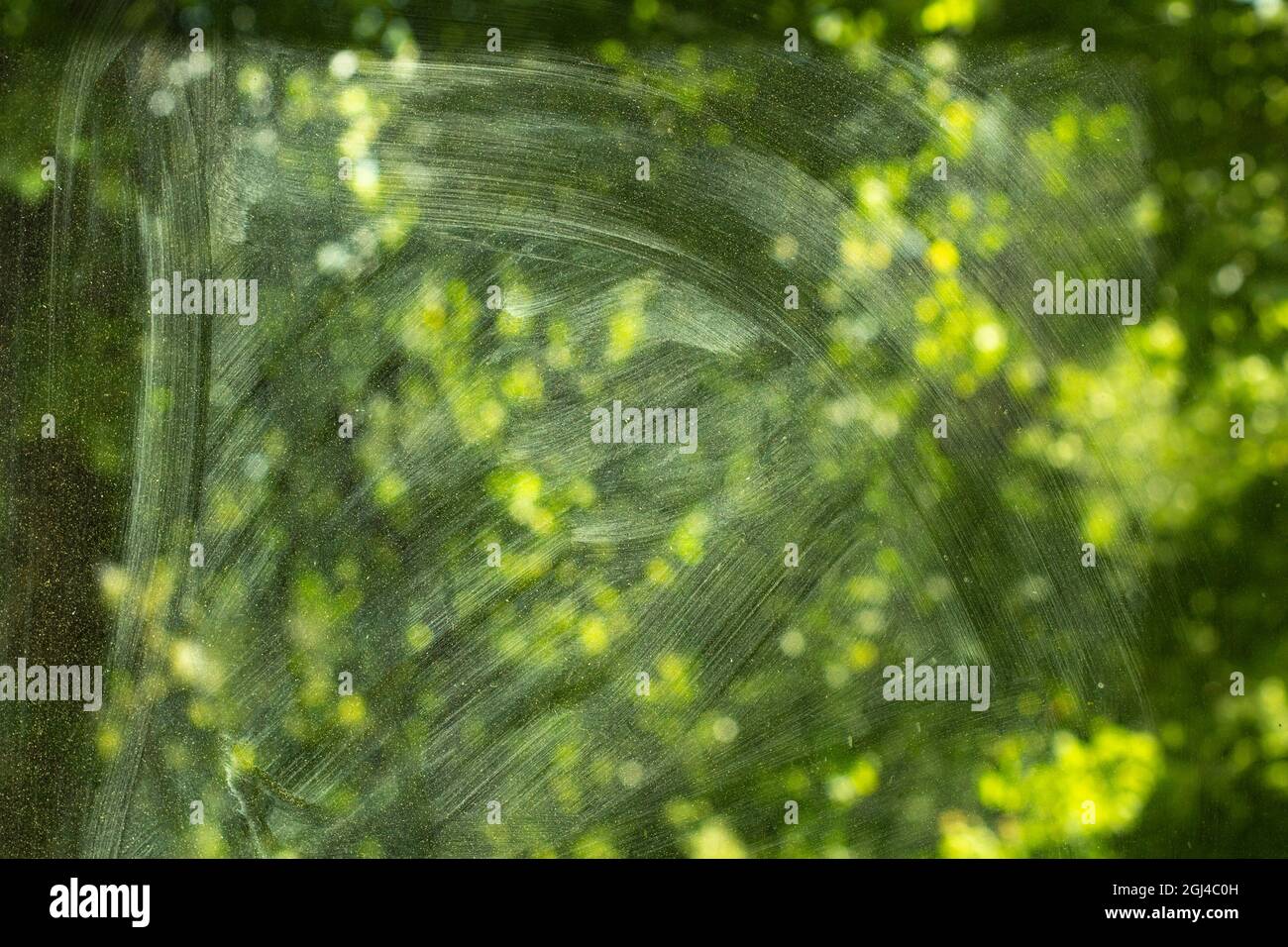 Dirty glass surface. The texture of the dust on the window. The view ...