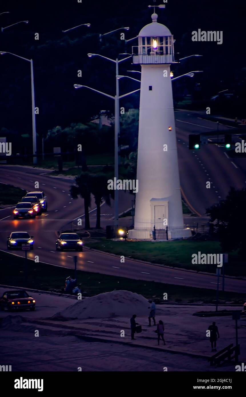 The Biloxi Lighthouse at sunset, Sept. 5, 2021, in Biloxi, Mississippi ...