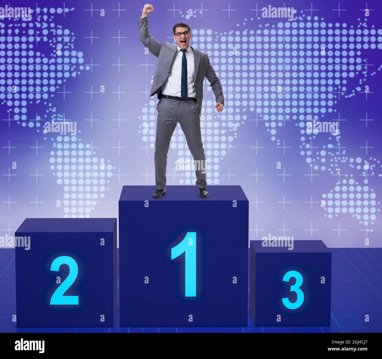 The businessman taking first place in competition Stock Photo - Alamy