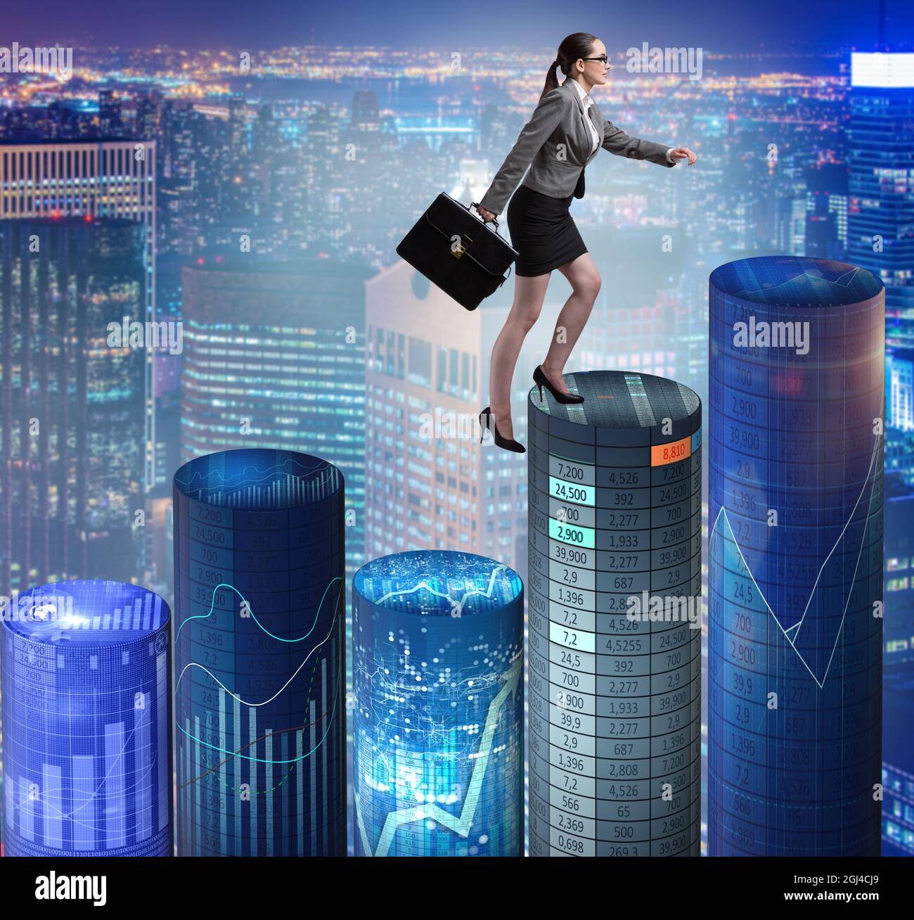 Businesswoman walking over graph hi-res stock photography and images ...