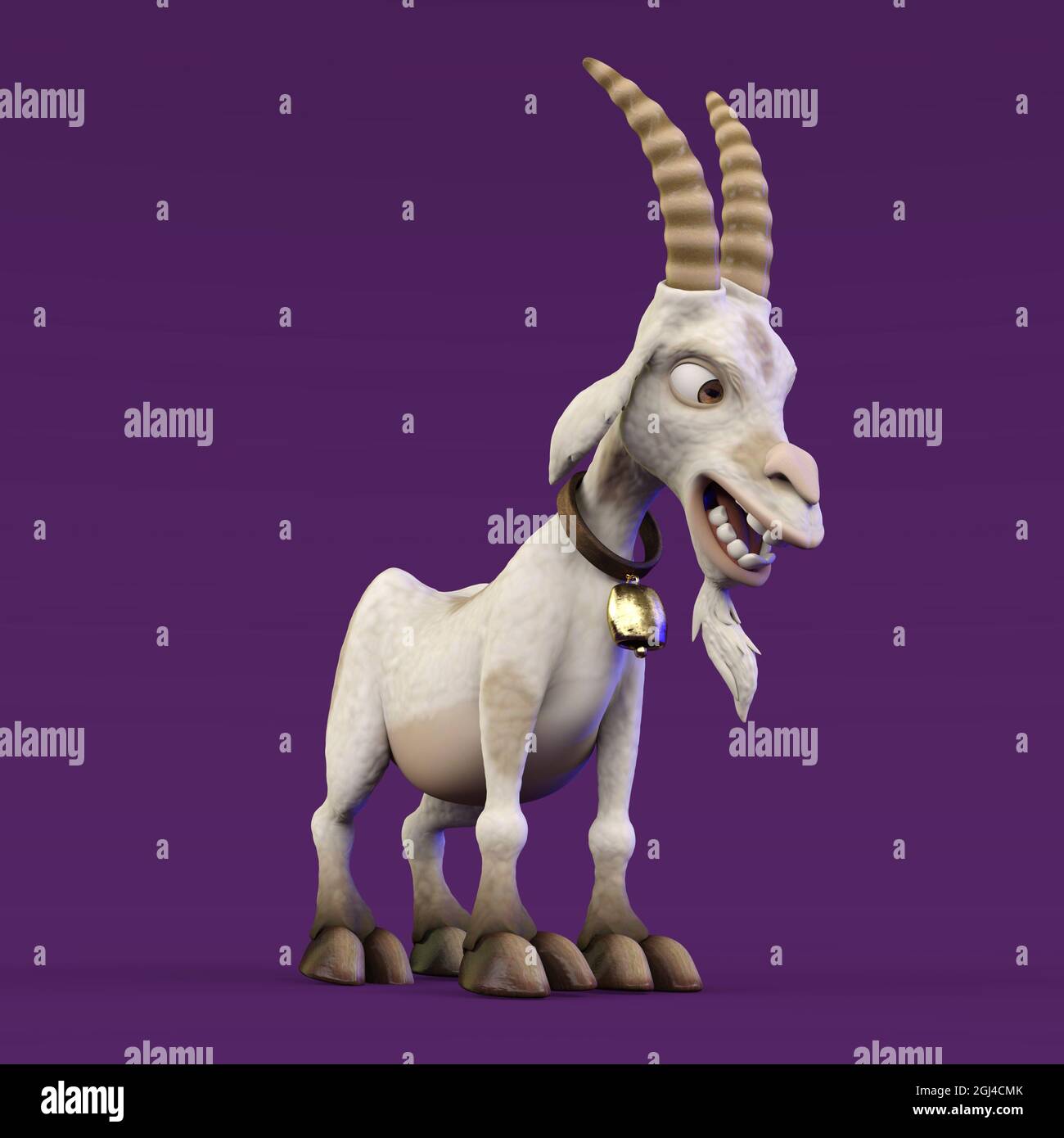3D-illustration of a cute and funny cartoon goat talking. isolated ...