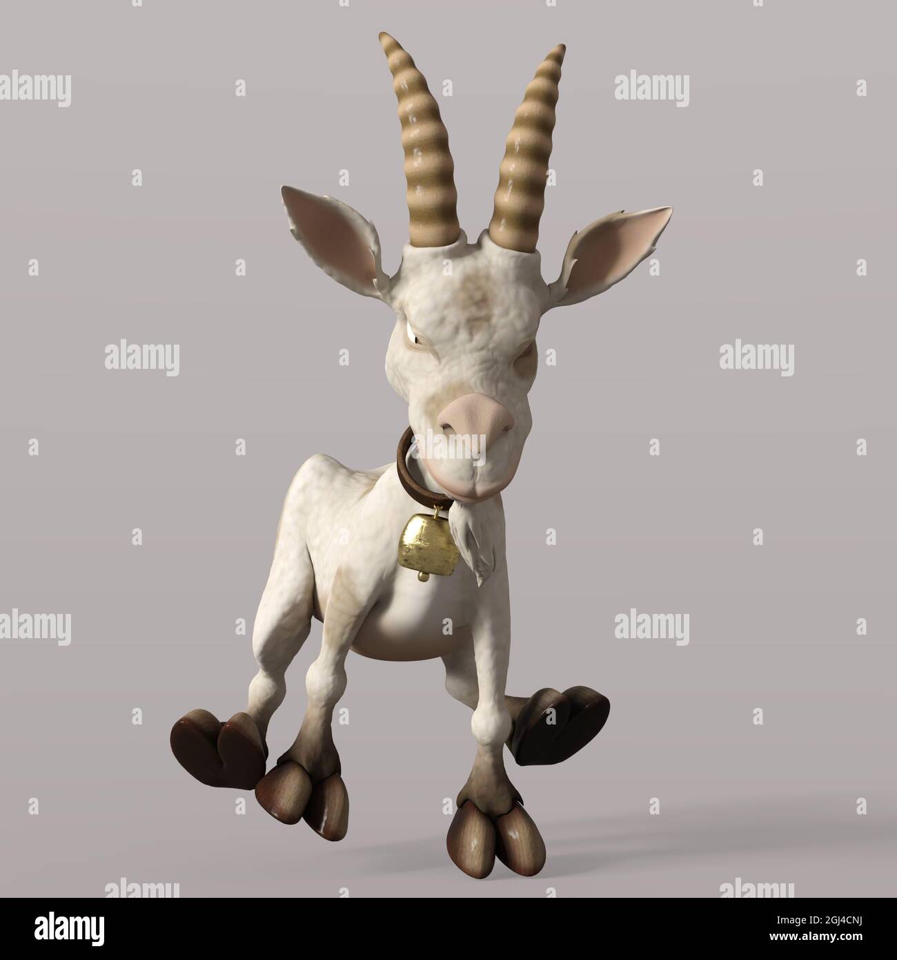 3D-illustration of a cute and wild cartoon goat. isolated rendering ...