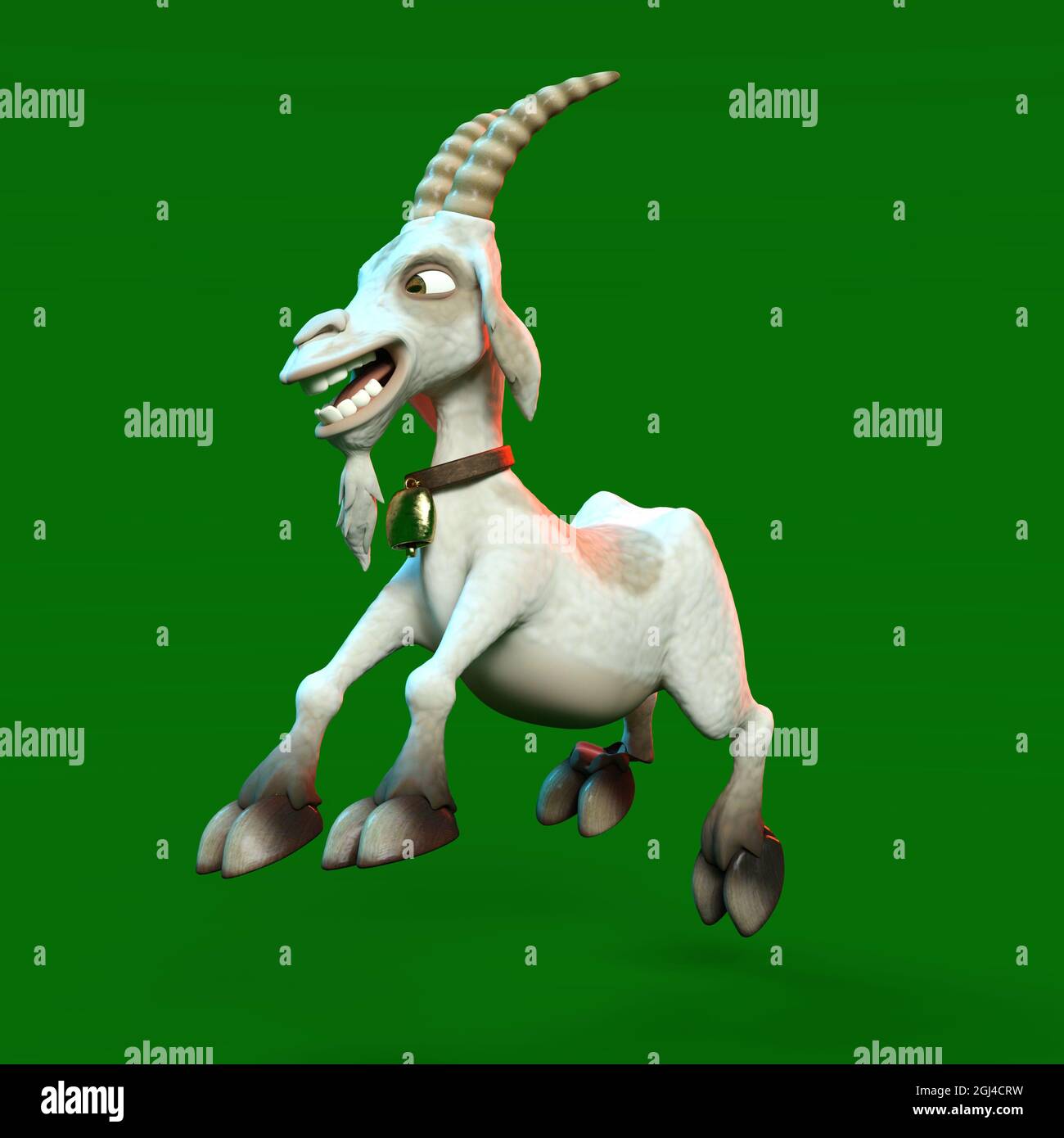 3D-illustration of a cute and funny suprised cartoon goat. isolated ...
