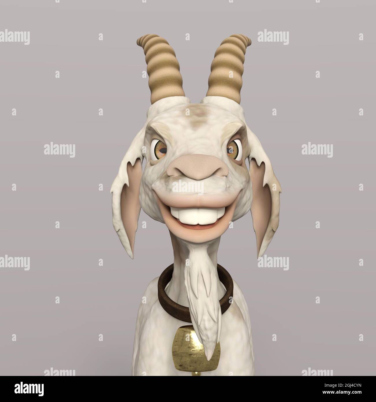3D-illustration of a cute and funny laughing cartoon goat. isolated ...