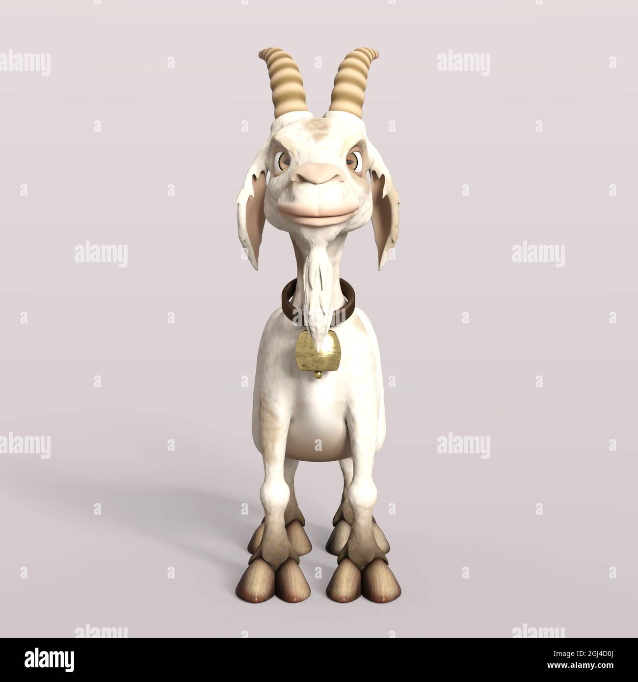 3D-illustration of a cute and funny standing cartoon goat. isolated ...