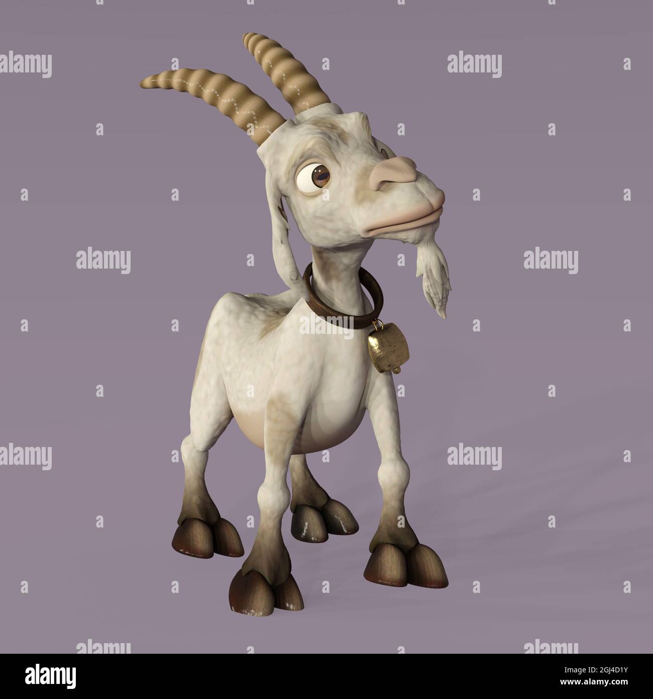 3D-illustration of a cute and funny cartoon goat wondering. isolated ...