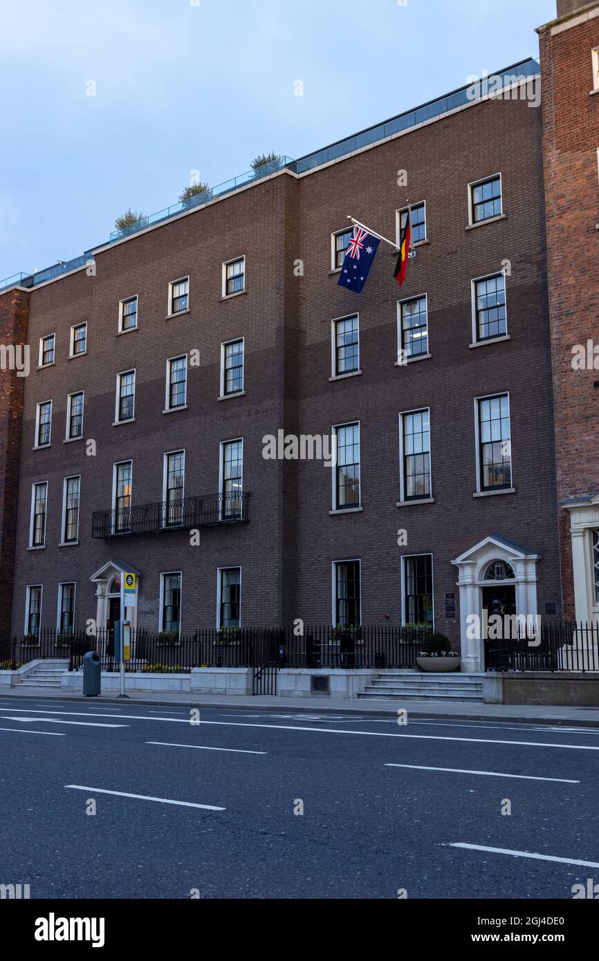 DUBLIN, IRELAND - Mar 04, 2021: A scenic shot of the Australian Embassy ...