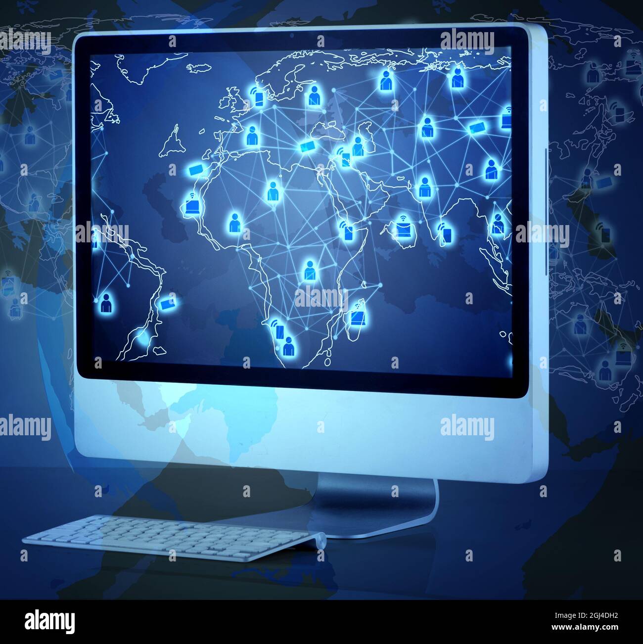 The computer screen in social media concept Stock Photo - Alamy