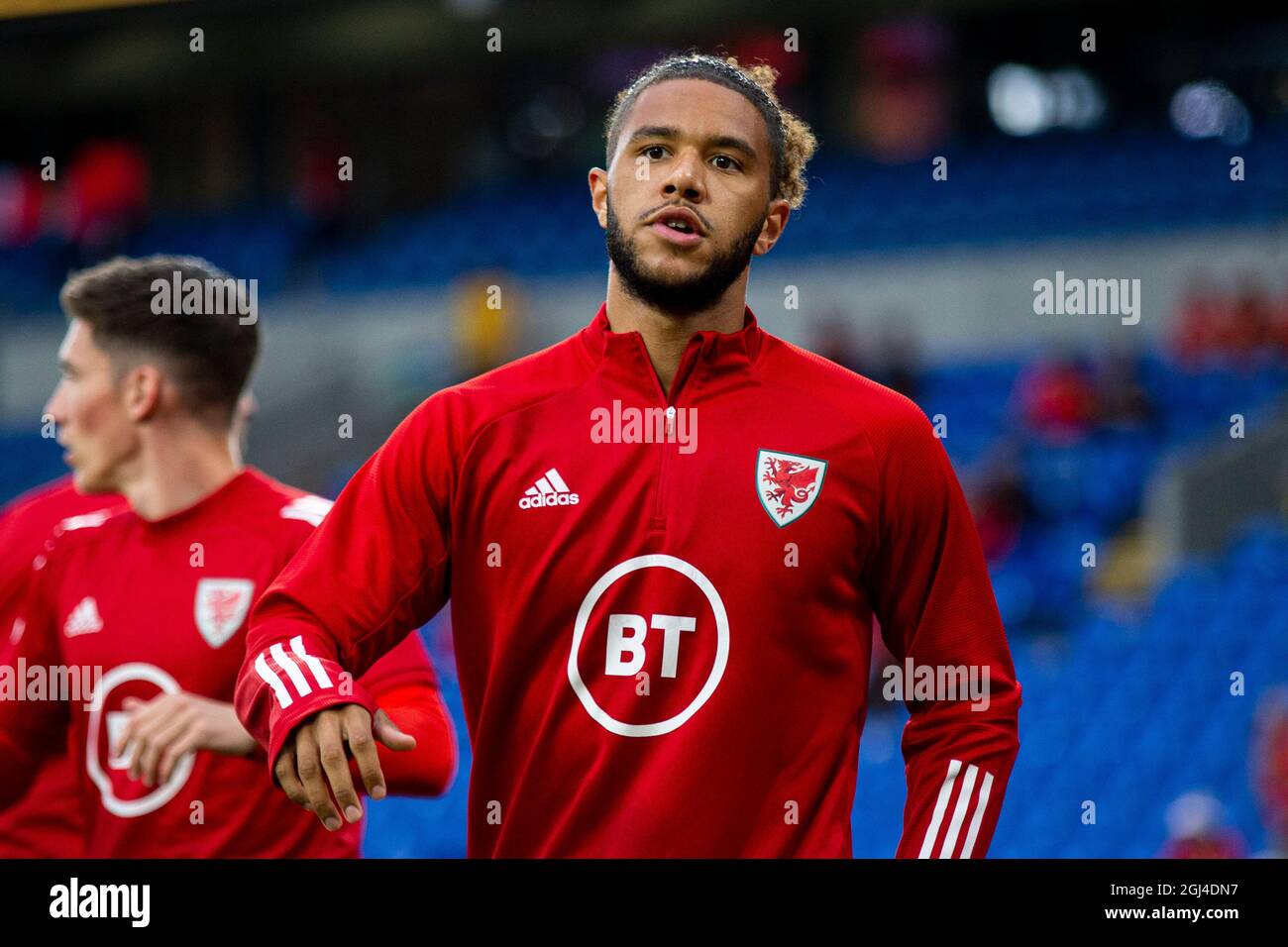 Cardiff, UK. 08th Sep, 2021. Tyler Roberts of Wales during the warm up ...