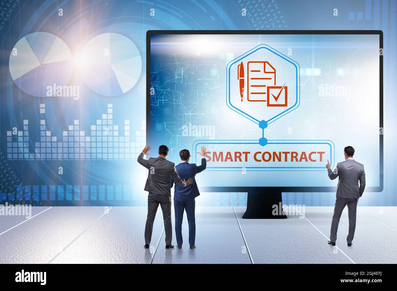 Smart contracts as illustration of the blockchain technology Stock ...