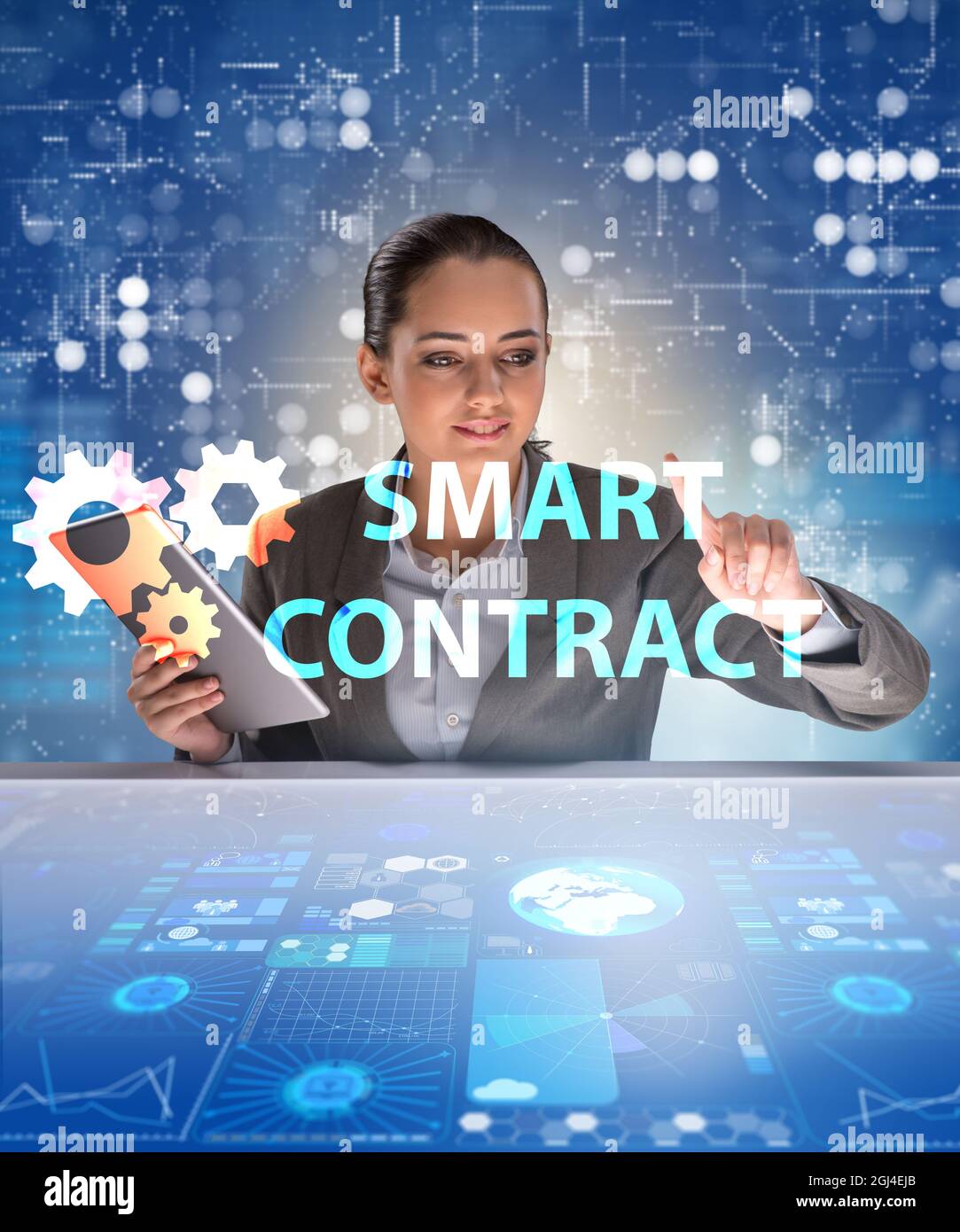 Smart contract as the illustration of blockchain concept Stock Photo ...