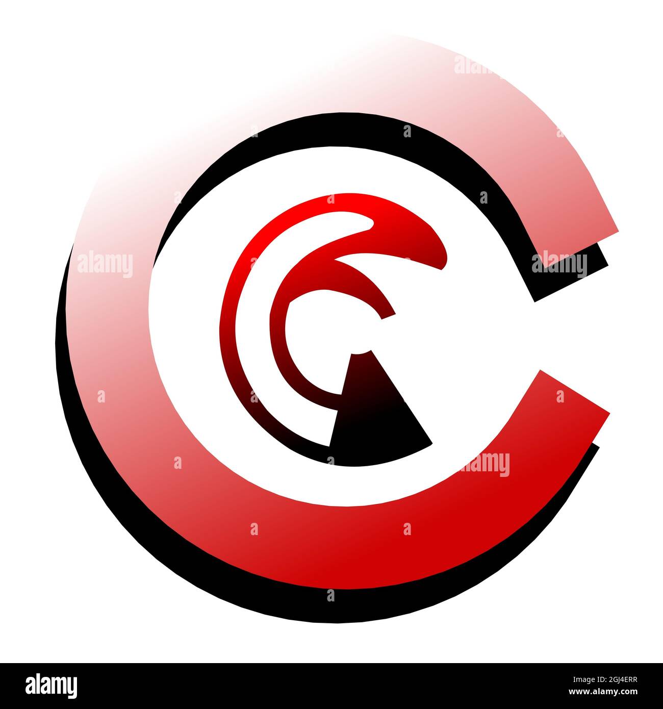 Illustrated icon in the shape of the letter "C" isolated on white ...