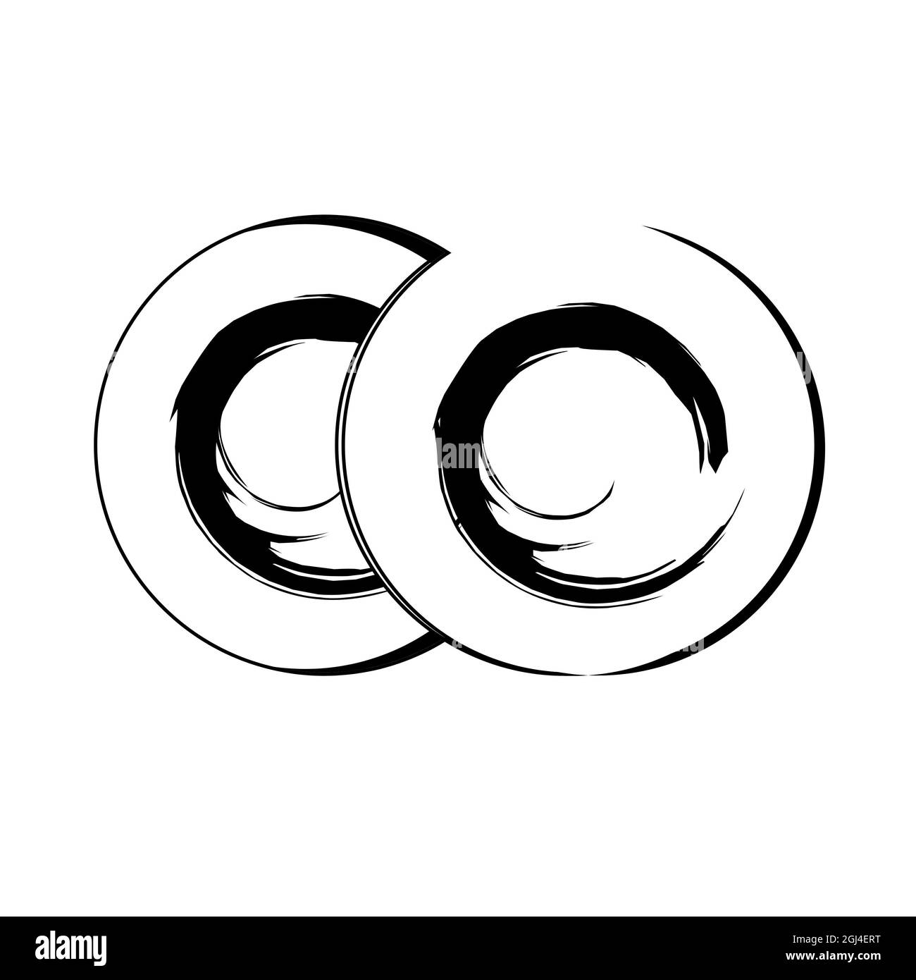 Illustration of two circles crossing isolated on a white background ...
