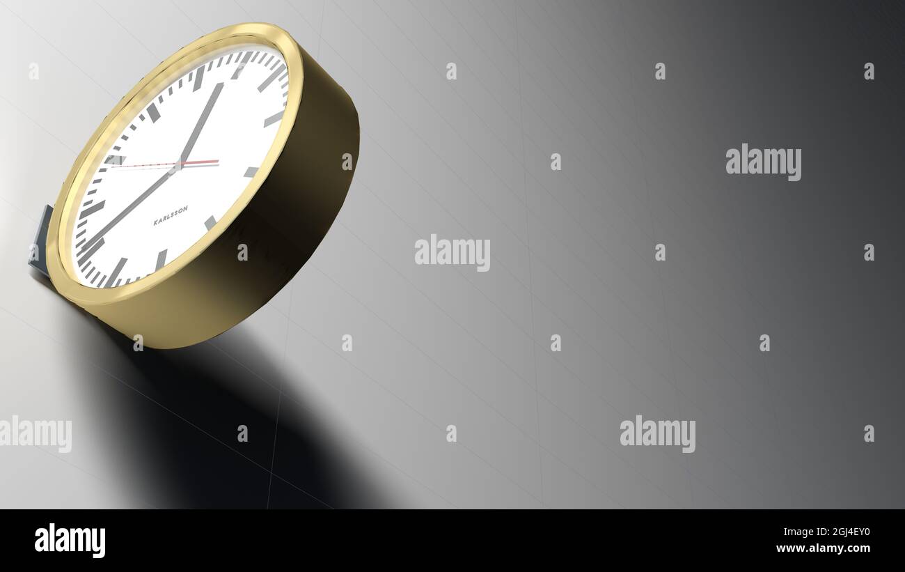 wall watch hanging at white wall - 3D rendering illustration Stock ...