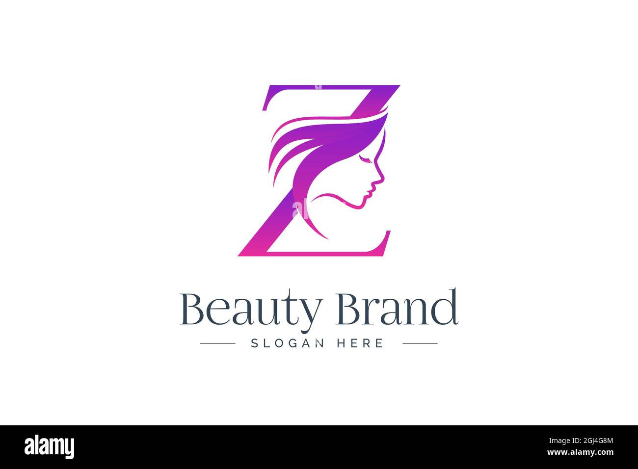 Letter Z beauty logo design. Woman face silhouette isolated on letter Z ...