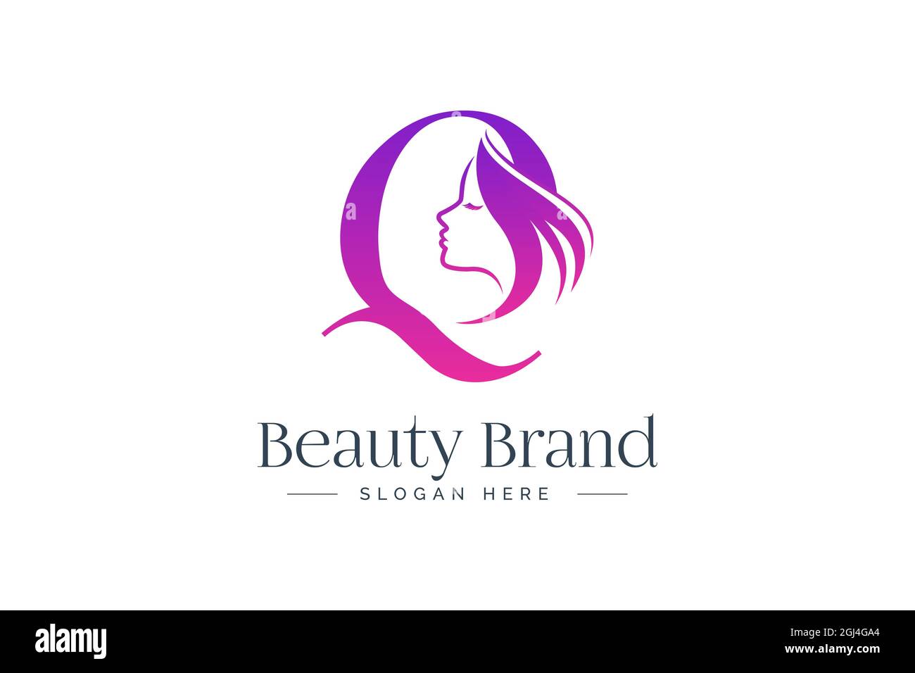 Letter Q beauty logo design. Woman face silhouette isolated on letter Q ...