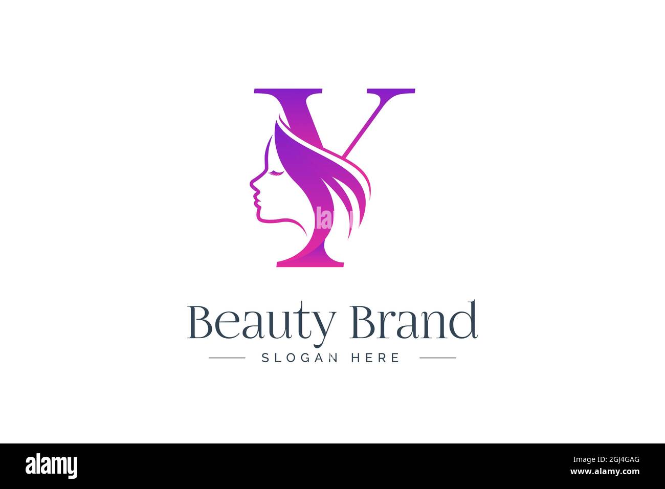 Letter Y beauty logo design. Woman face silhouette isolated on letter Y ...