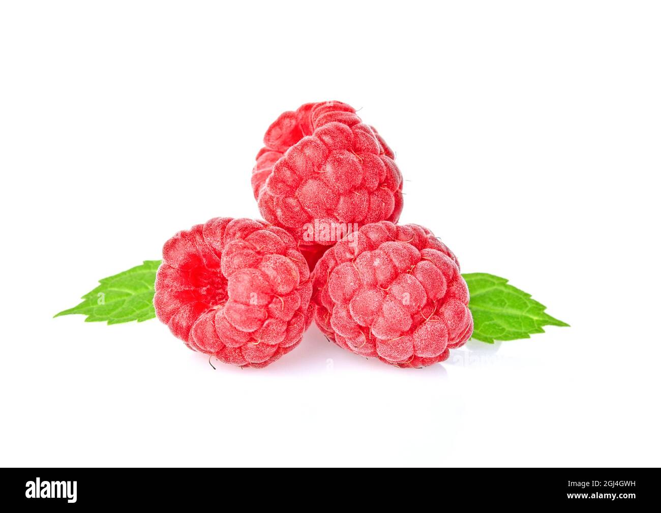 ripe raspberries isolated on white background Stock Photo - Alamy
