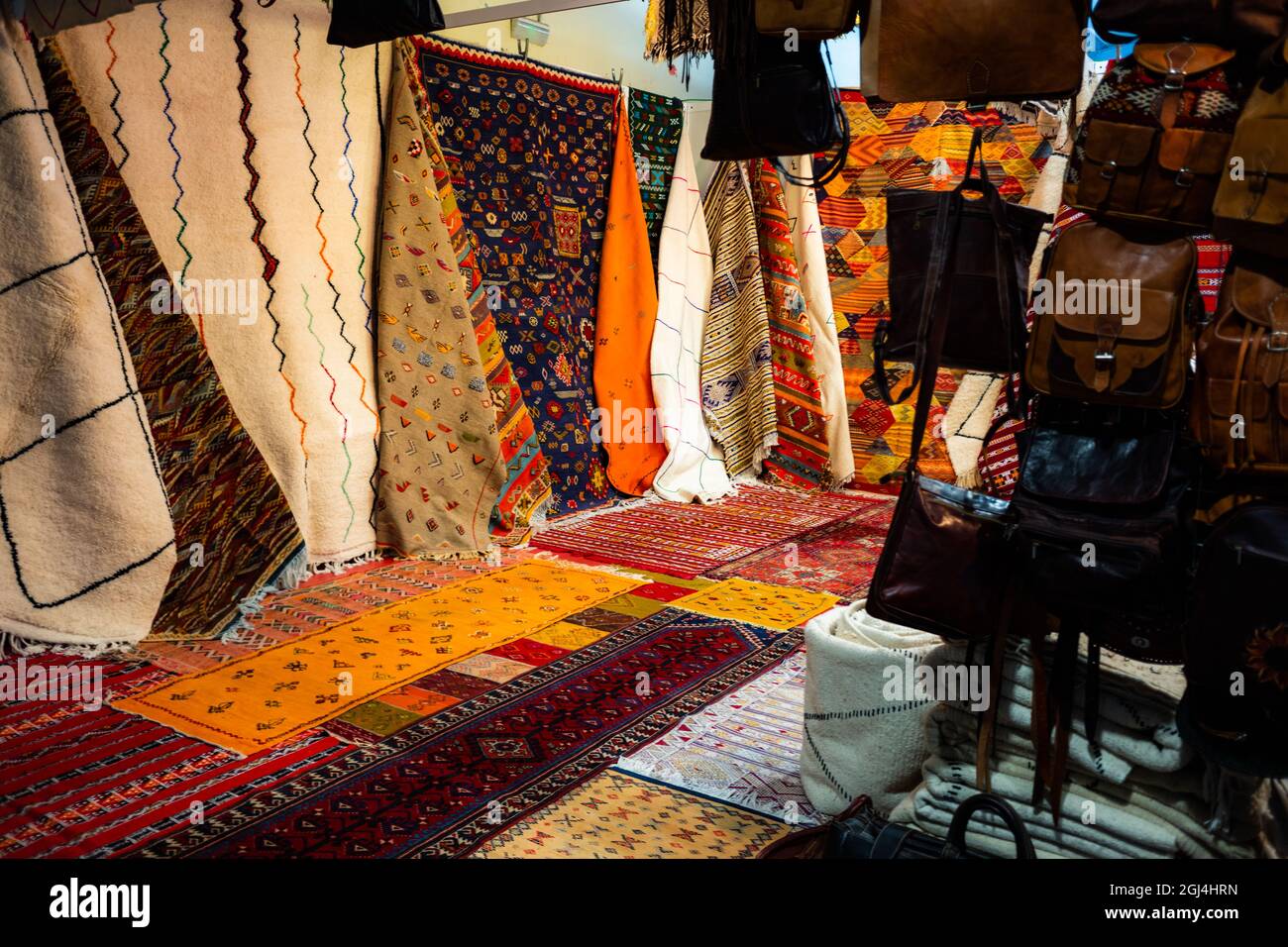Beautiful traditional rugs with unique colorful decorations in the ...