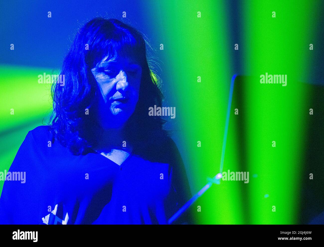 Halifax, 8th September 2021. Gillian Gilbert of New Order playing live ...