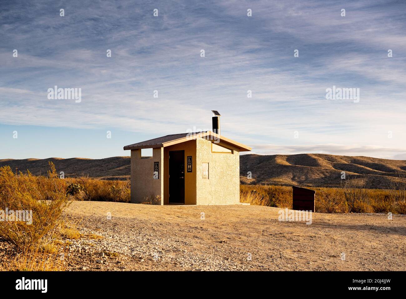 Outdoor Pit Toilet in Big Bend Wilderness. in Texas Stock Photo - Alamy