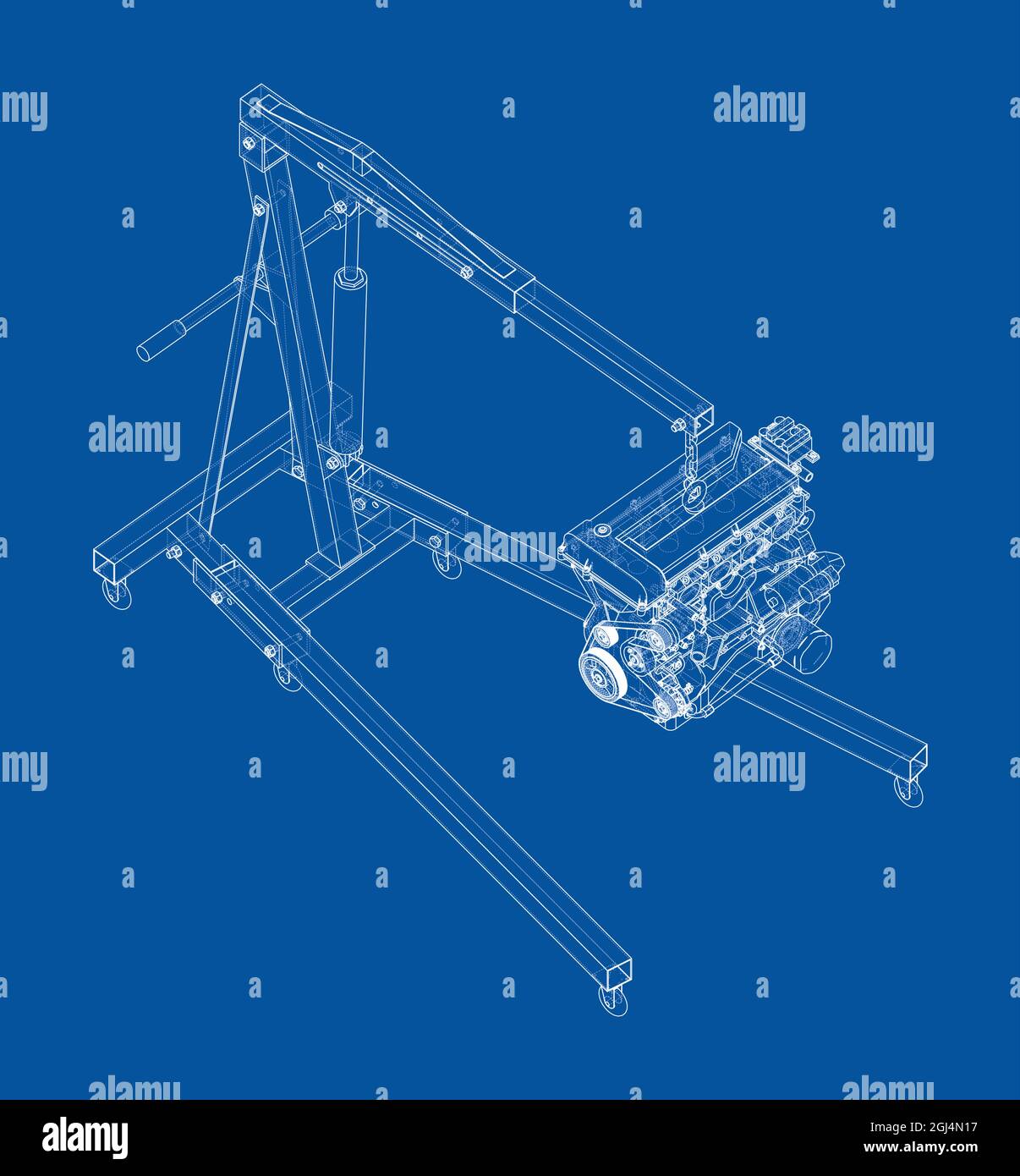 Engine hoist with engine. Vector Stock Vector Image & Art - Alamy