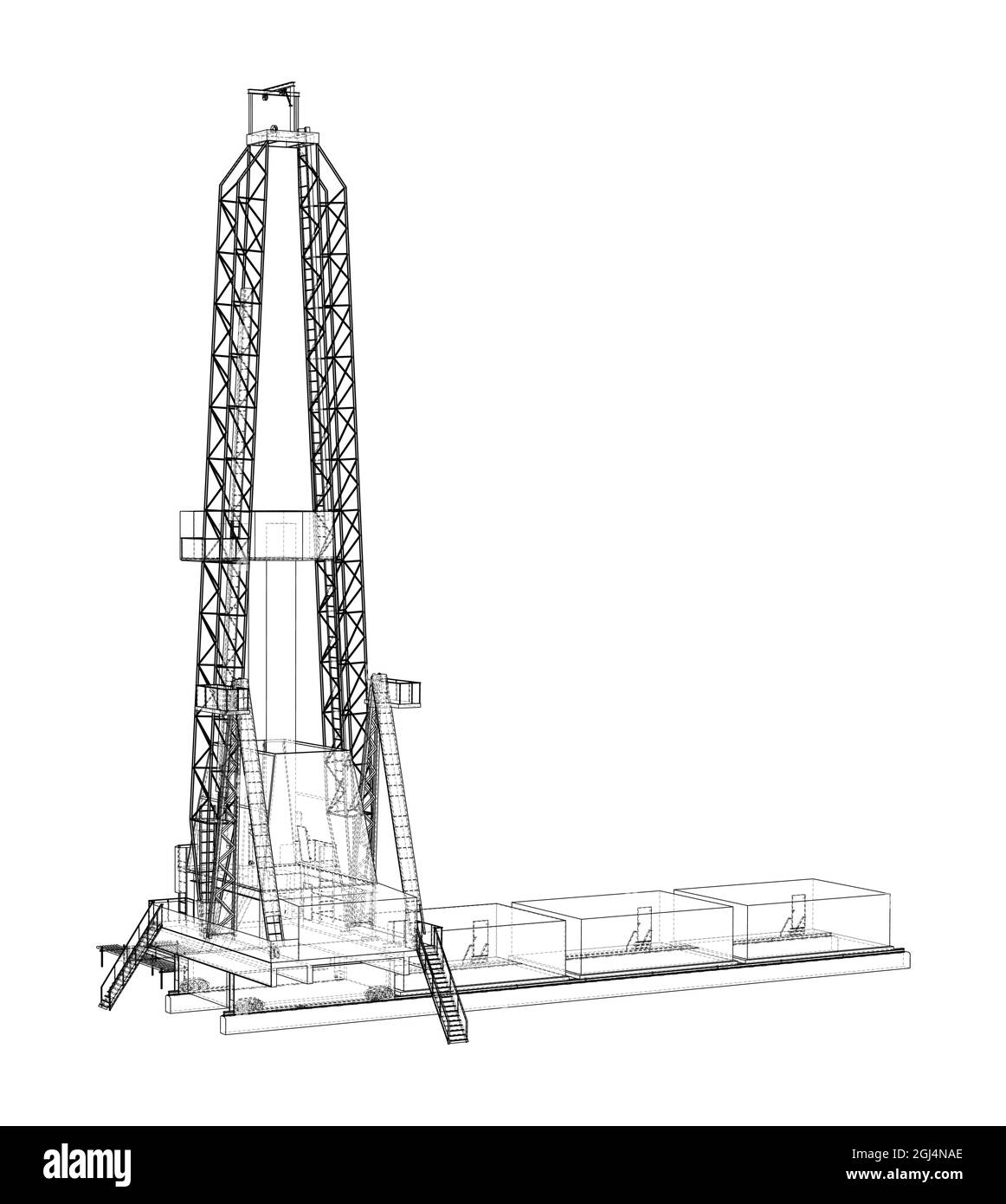Oil rig. Vector rendering of 3d. Wire-frame style Stock Vector Image ...