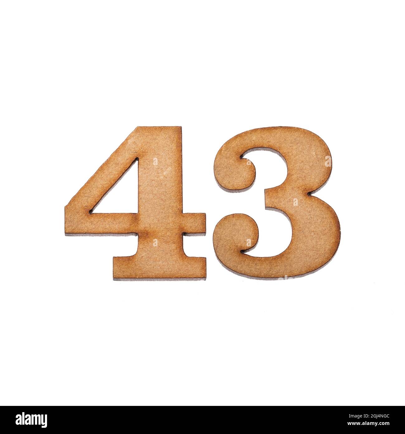 Number forty three, 43 - Piece of wood isolated on white background ...
