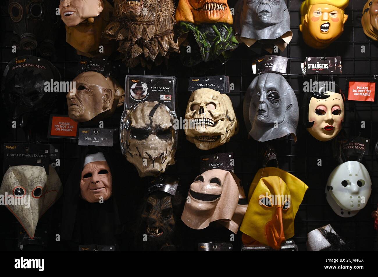 Halloween masks for sale inside Spirit Halloween costume and ...