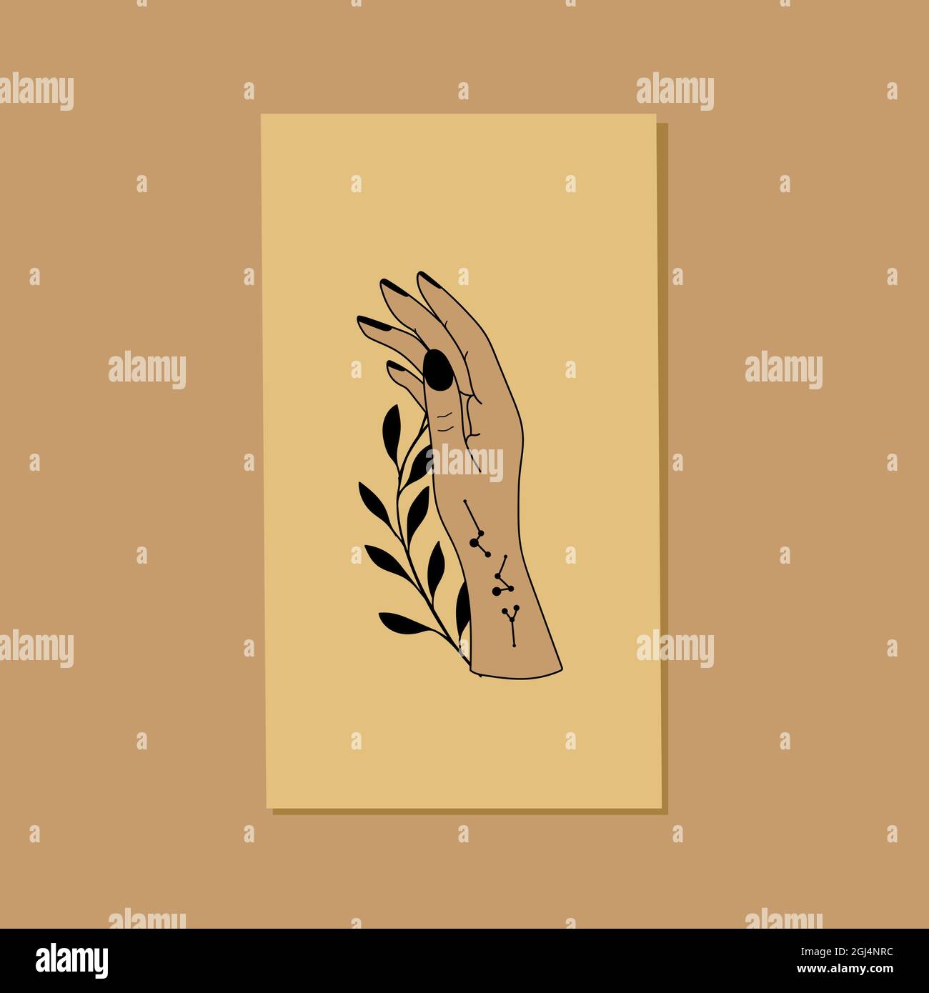 Alchemy esoteric magic celestial talisman on woman hands, sun, moon ...