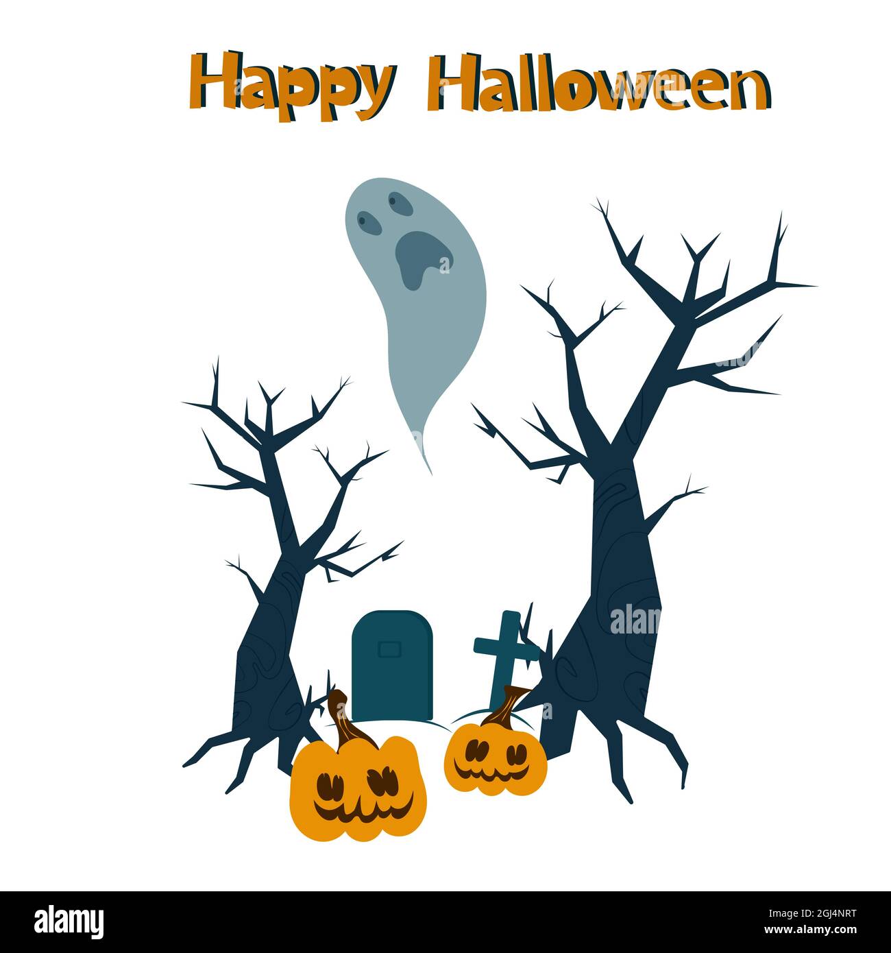 Scary Halloween pumpkin, vector hand draw object Stock Vector Image ...