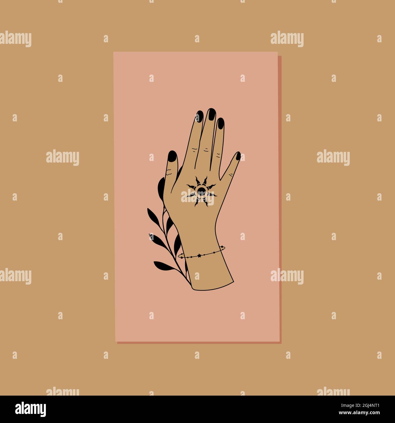 Alchemy esoteric magic celestial talisman on woman hands, sun, moon ...