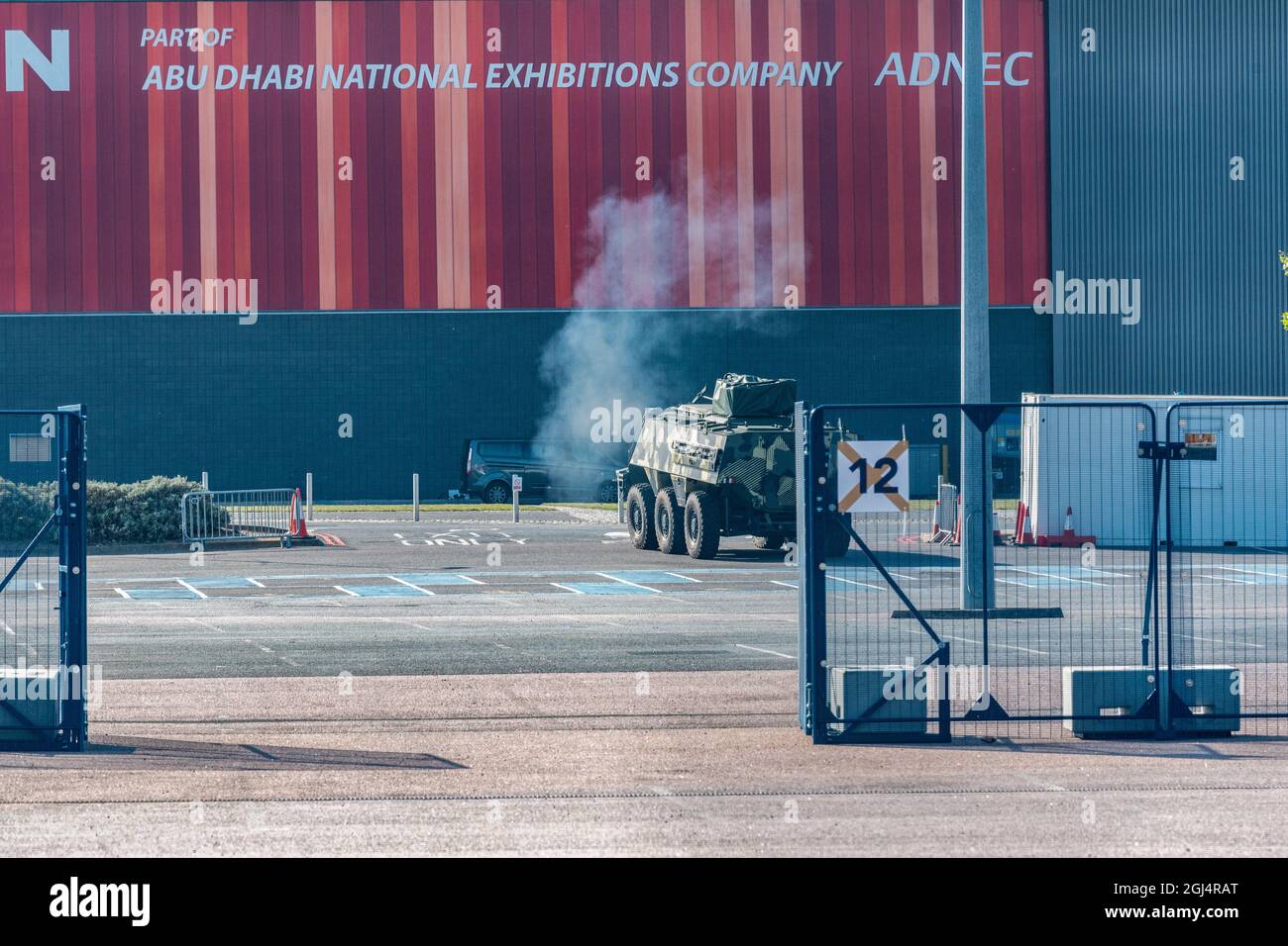 An Armoured Protected Vehicle seen being driven inside a compound ...