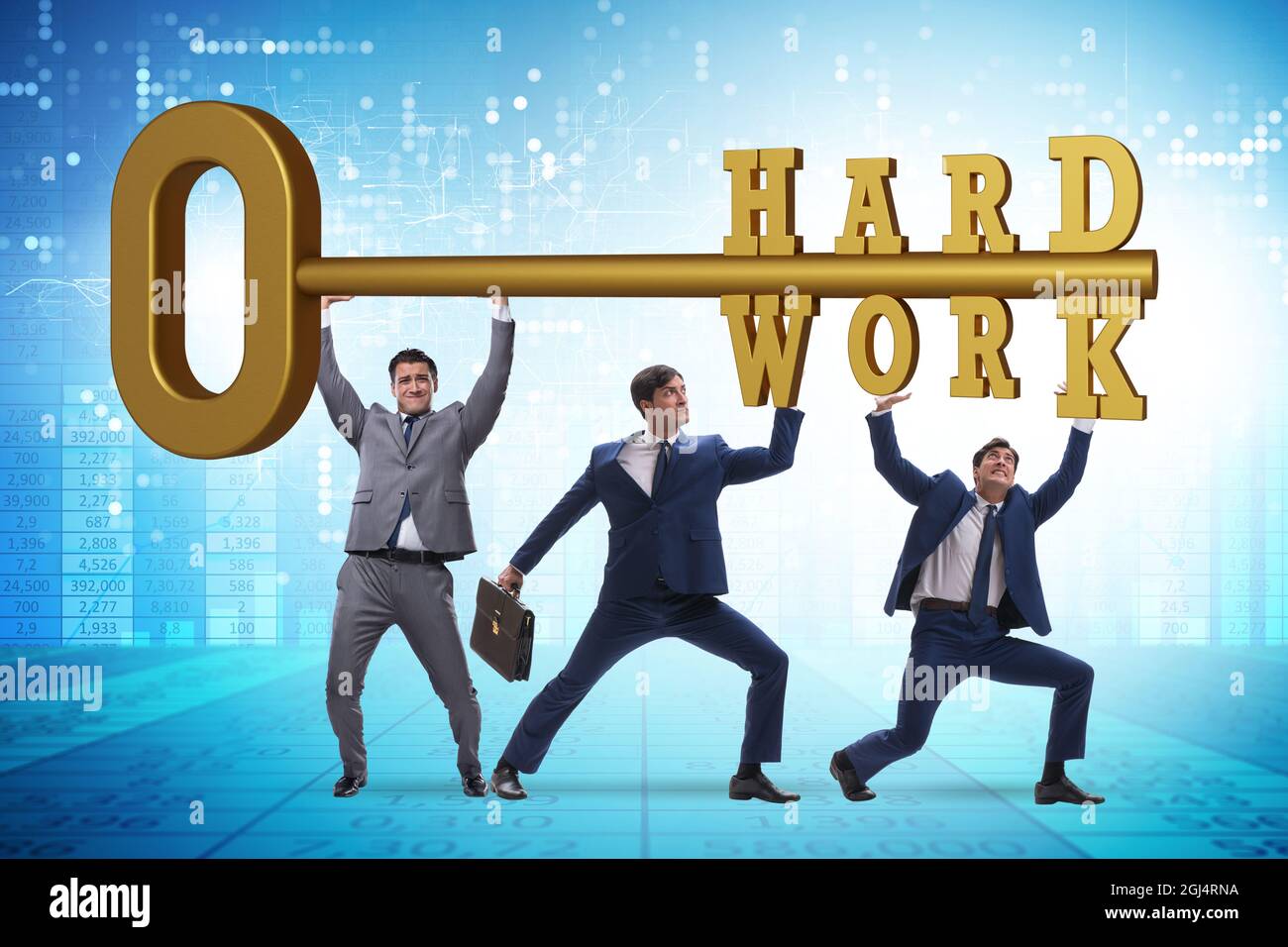 Concept of hard work with the key and businessman Stock Photo - Alamy