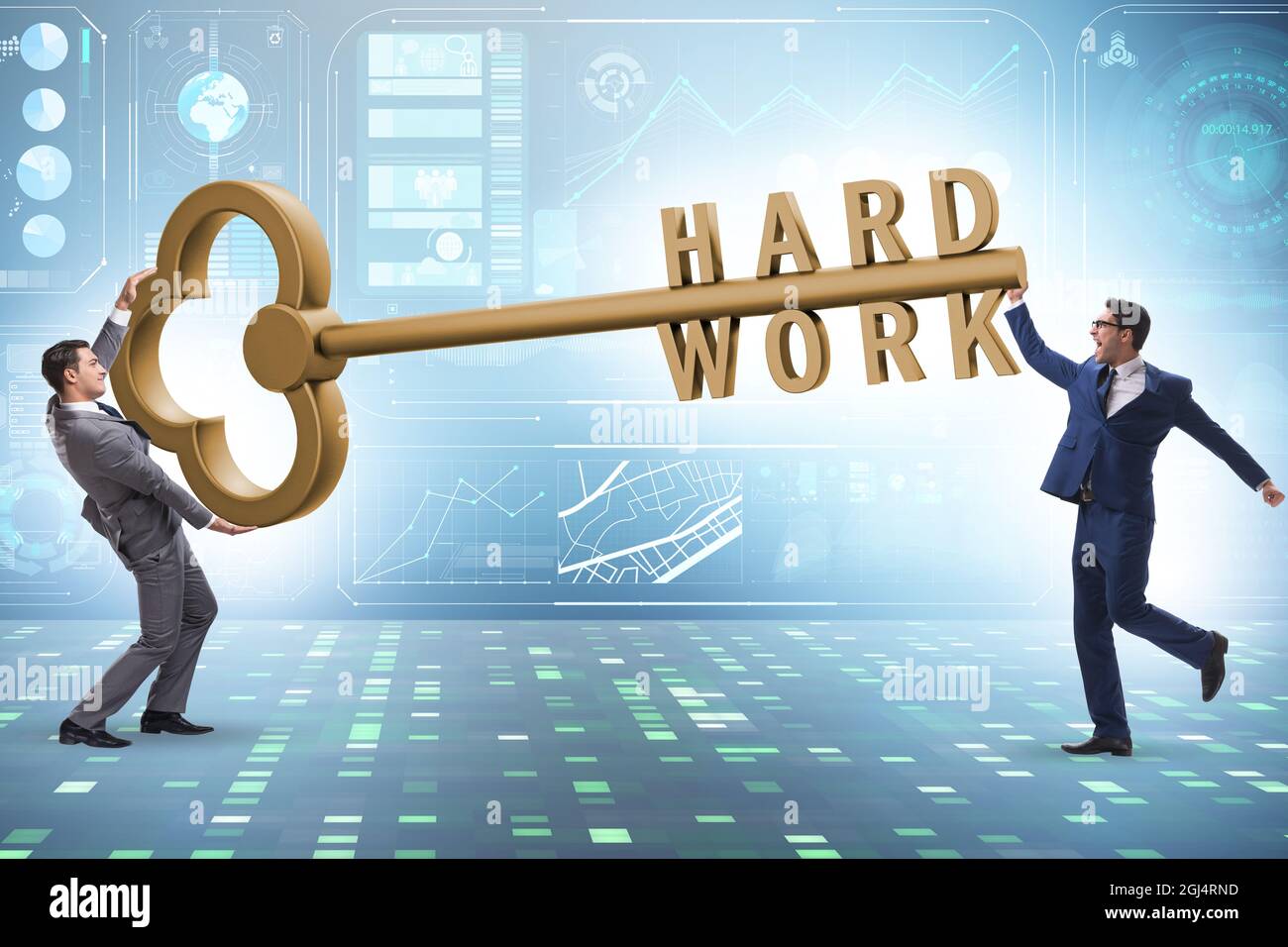 Concept of hard work with the key and businessman Stock Photo - Alamy