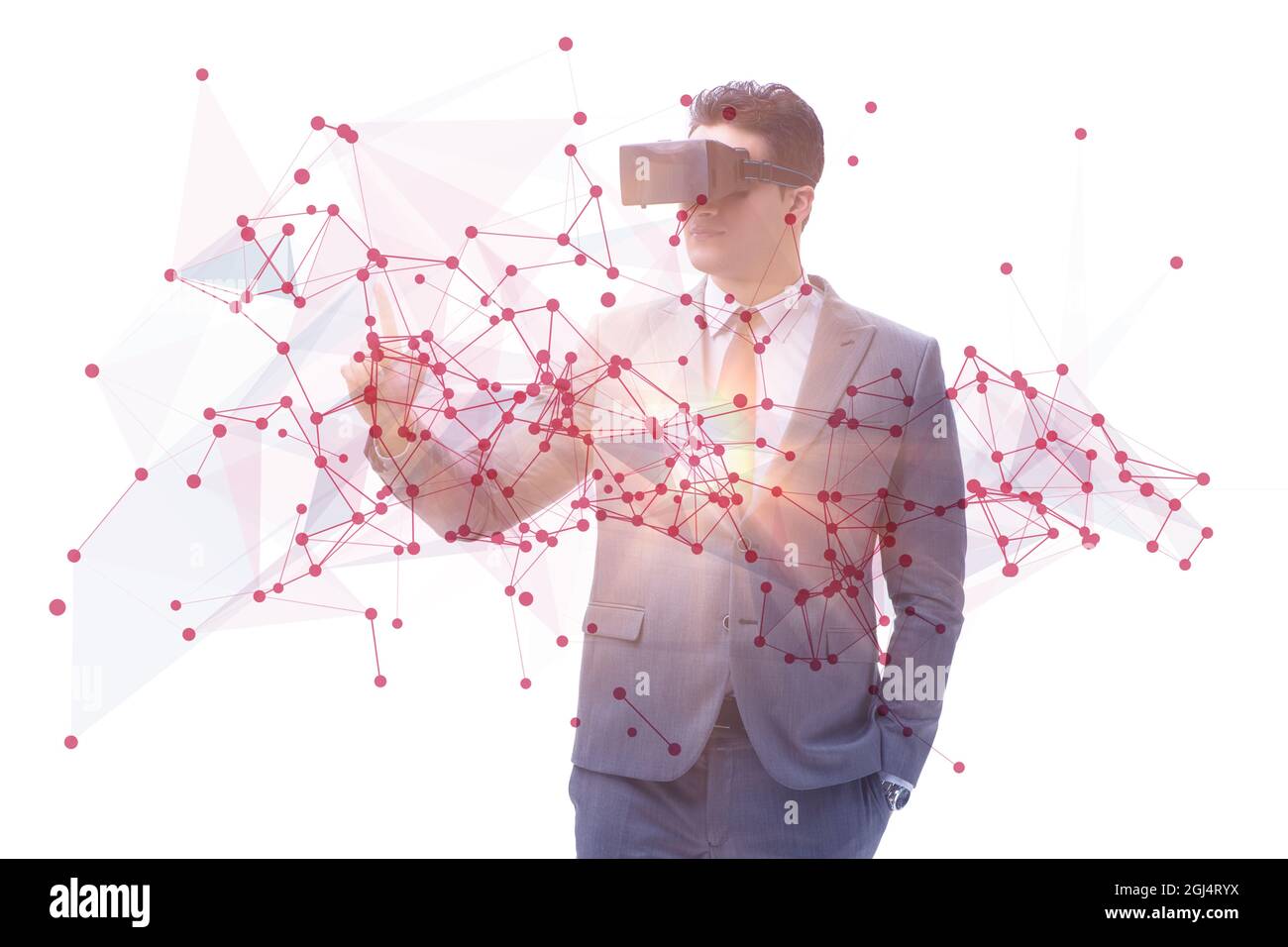 Man in neural network concept with the VR glasses Stock Photo - Alamy