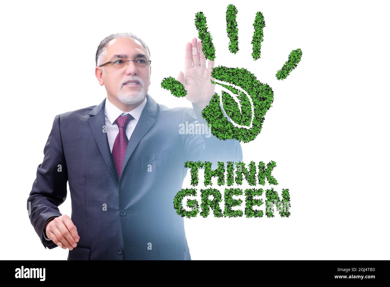 Think green ecological concept with the businessman Stock Photo - Alamy