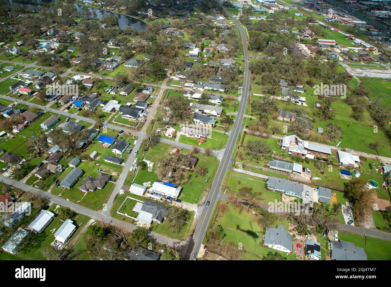 An aerial view of damage near LaPlace, Louisiana, left by Hurricane Ida ...