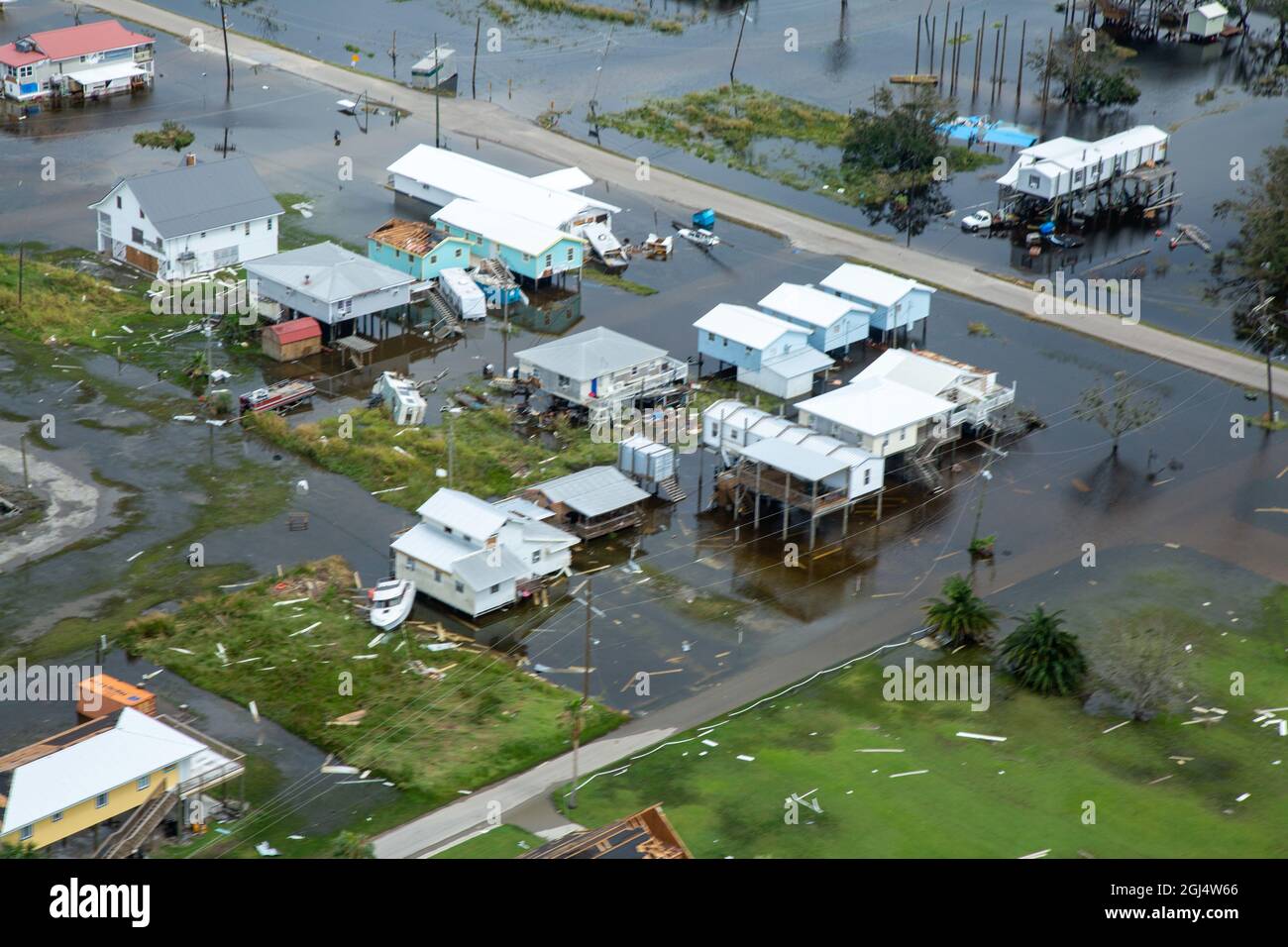 An aerial view of damage left by Hurricane Ida in southeastern ...