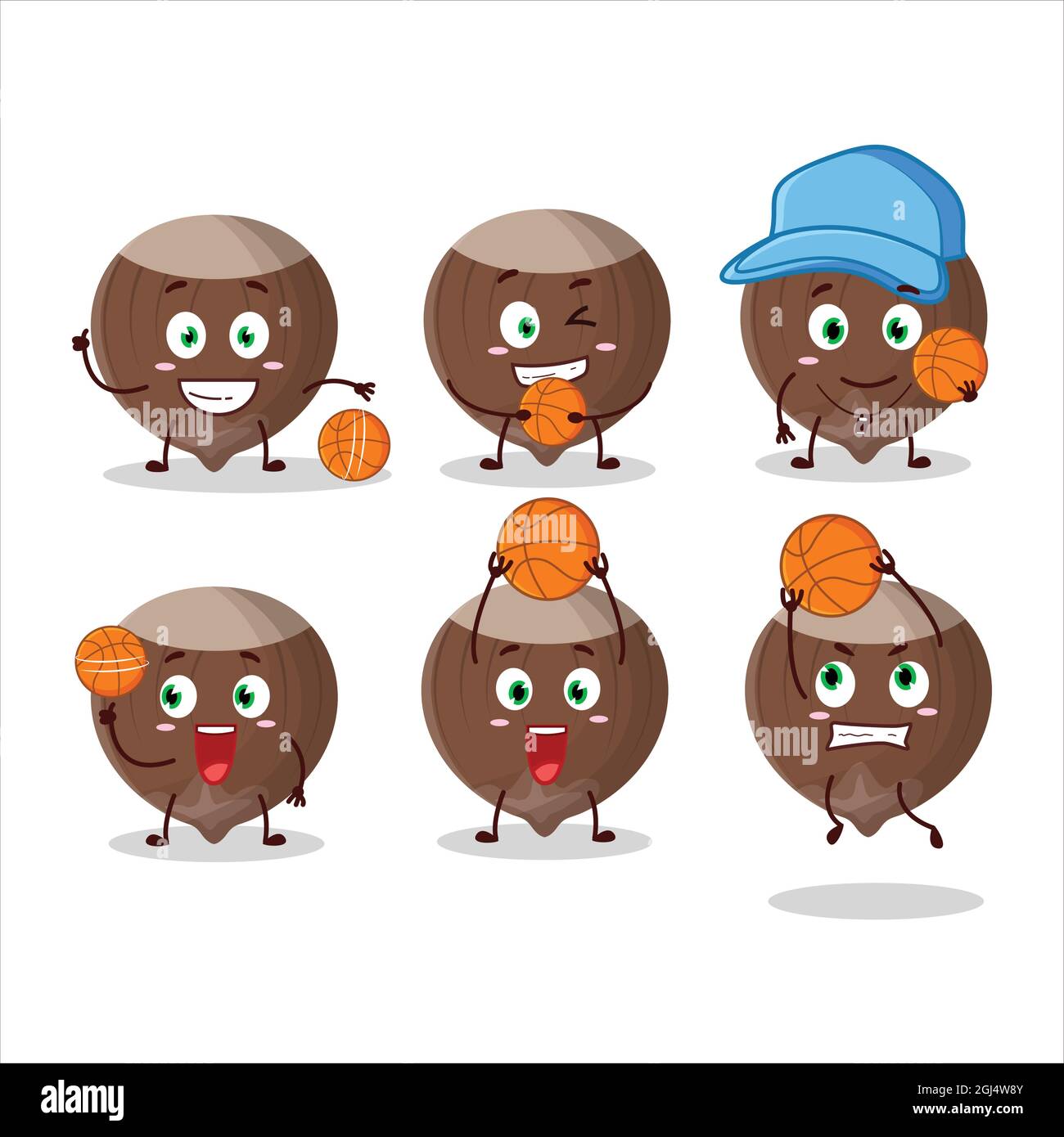 Talented hazelnut cartoon character as a basketball athlete. Vector ...