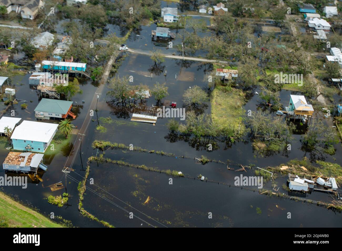 An aerial view of damage left by Hurricane Ida in southeastern ...