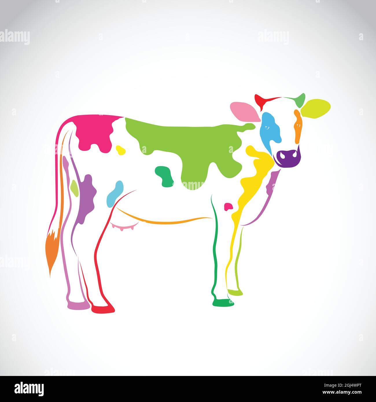 Vector image of a cow on white background. Easy editable layered vector ...