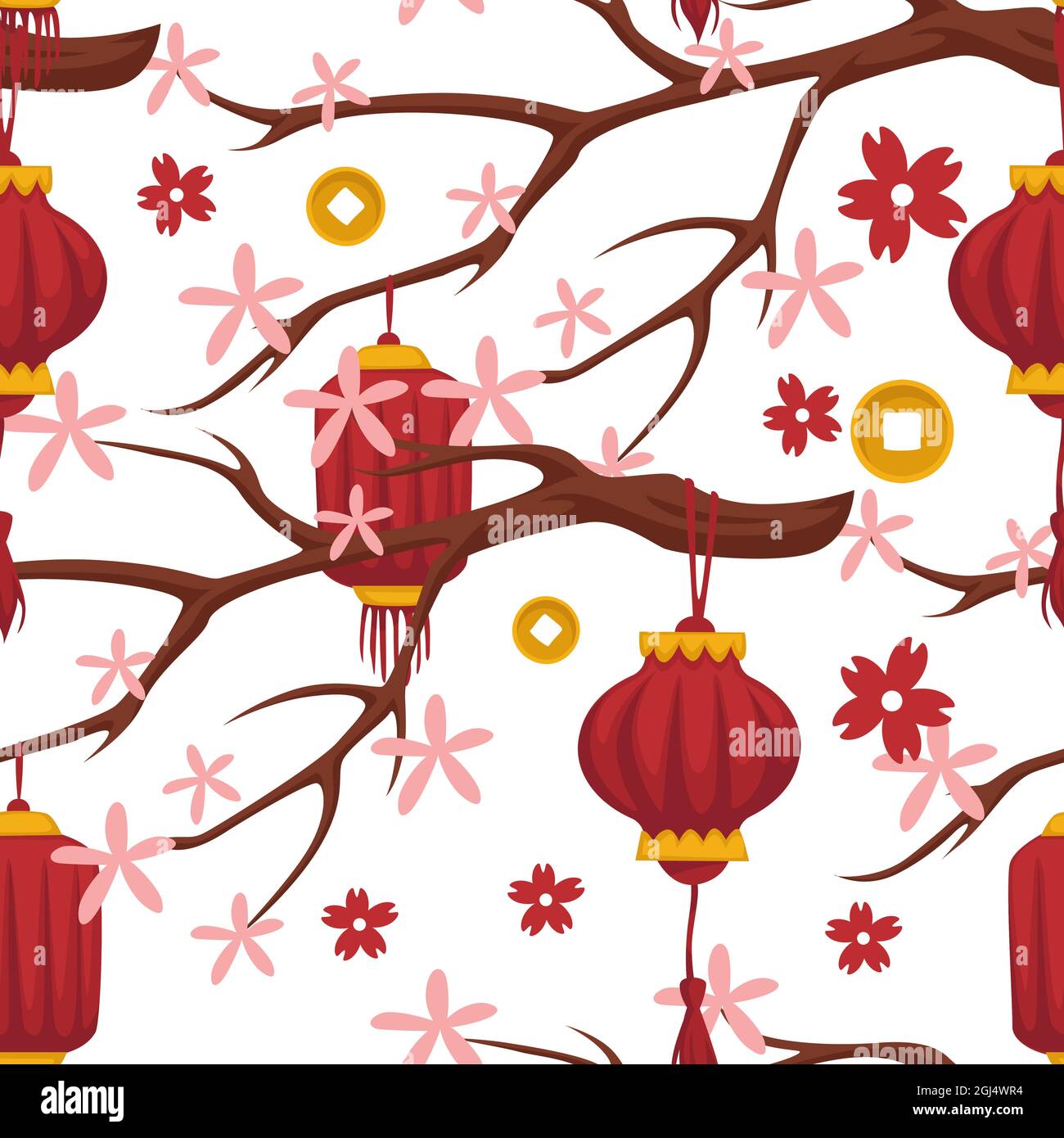 Chinese ornamental tree Stock Vector Images - Alamy