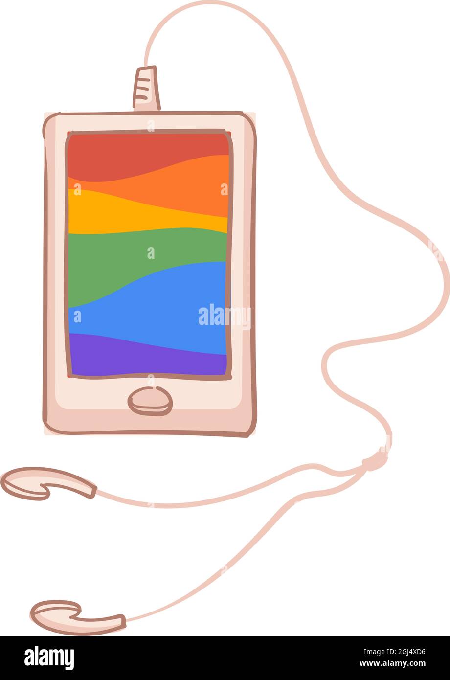 Smartphone with headphones and rainbow screen Stock Vector Image & Art ...