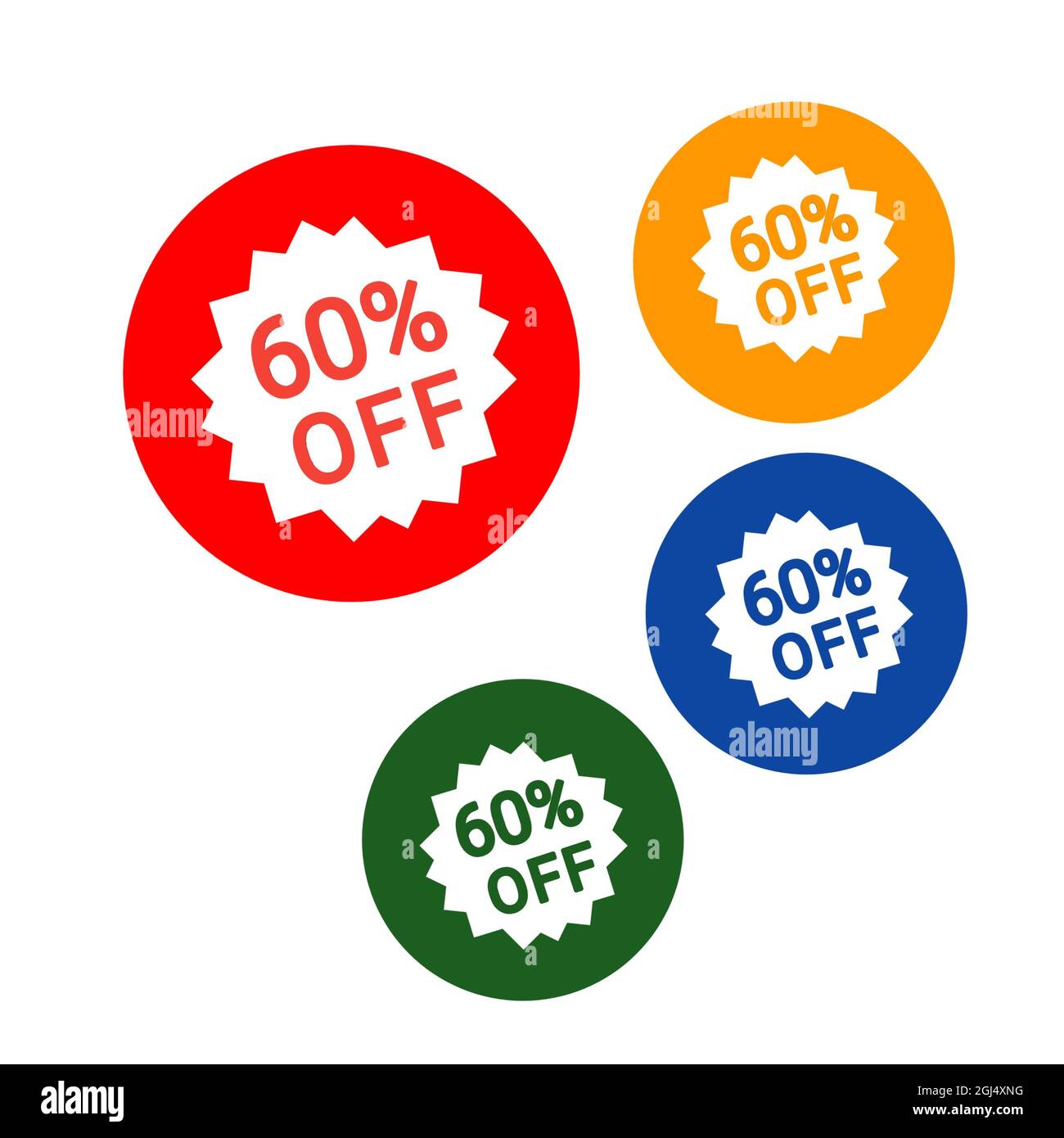 60 percent off sale set of stickers label various color web icon of ...