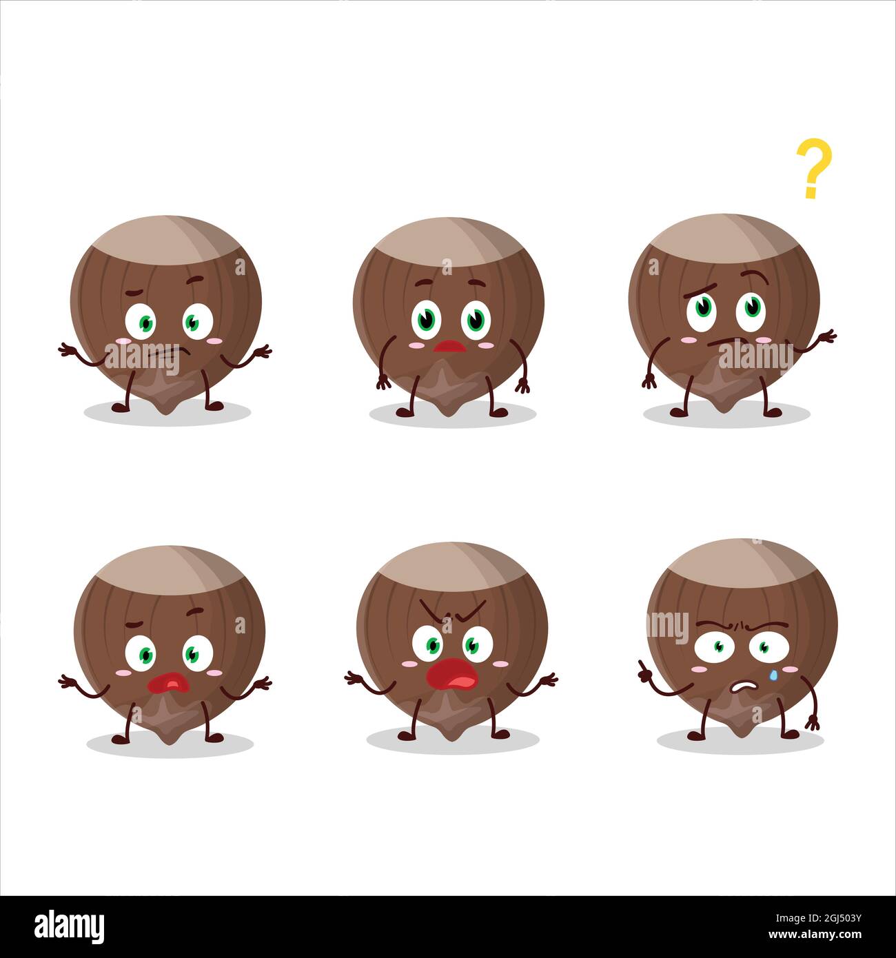 Cartoon character of hazelnut with what expression. Vector illustration ...