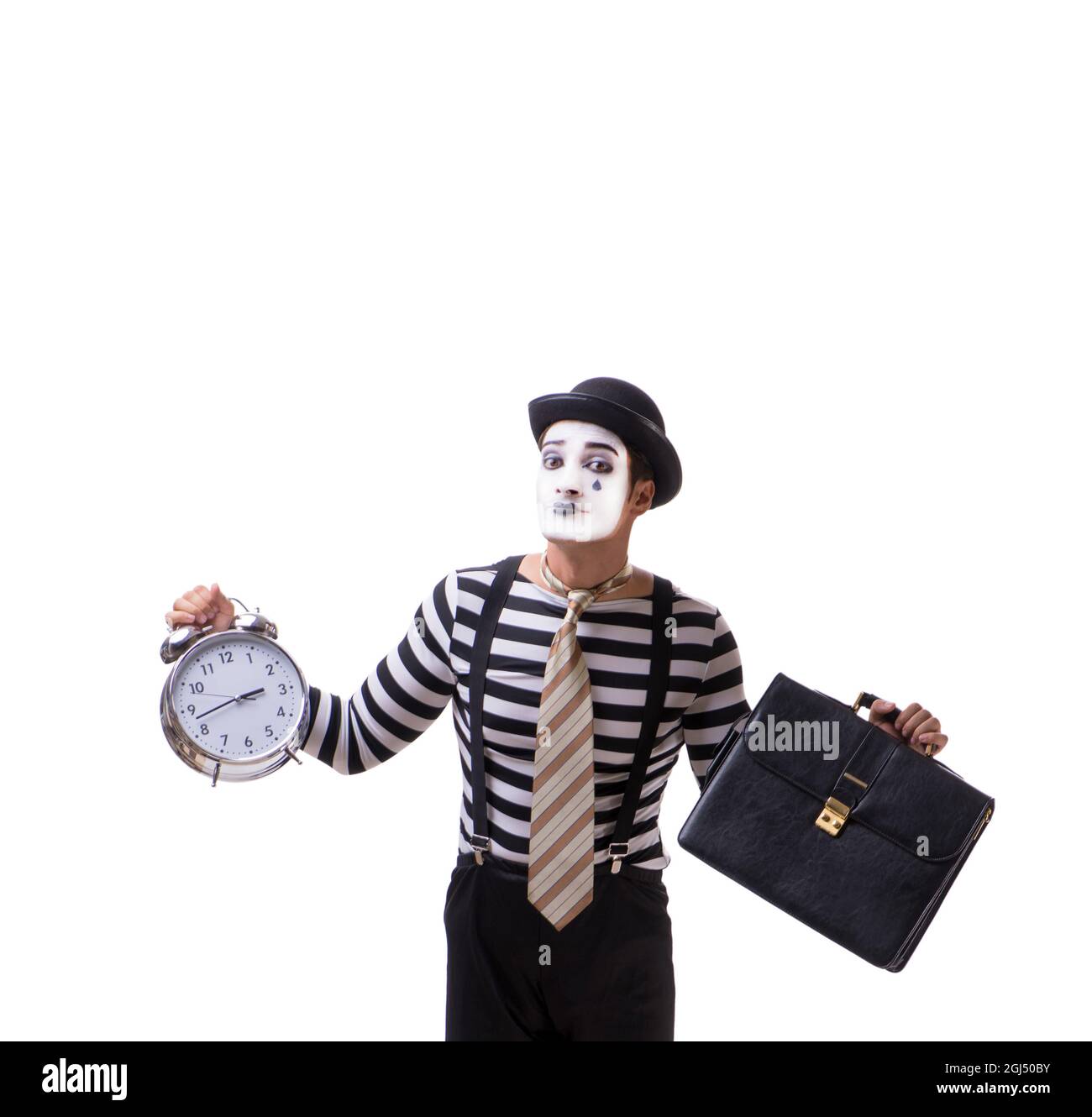 The mime in time management concept isolated on white background Stock ...