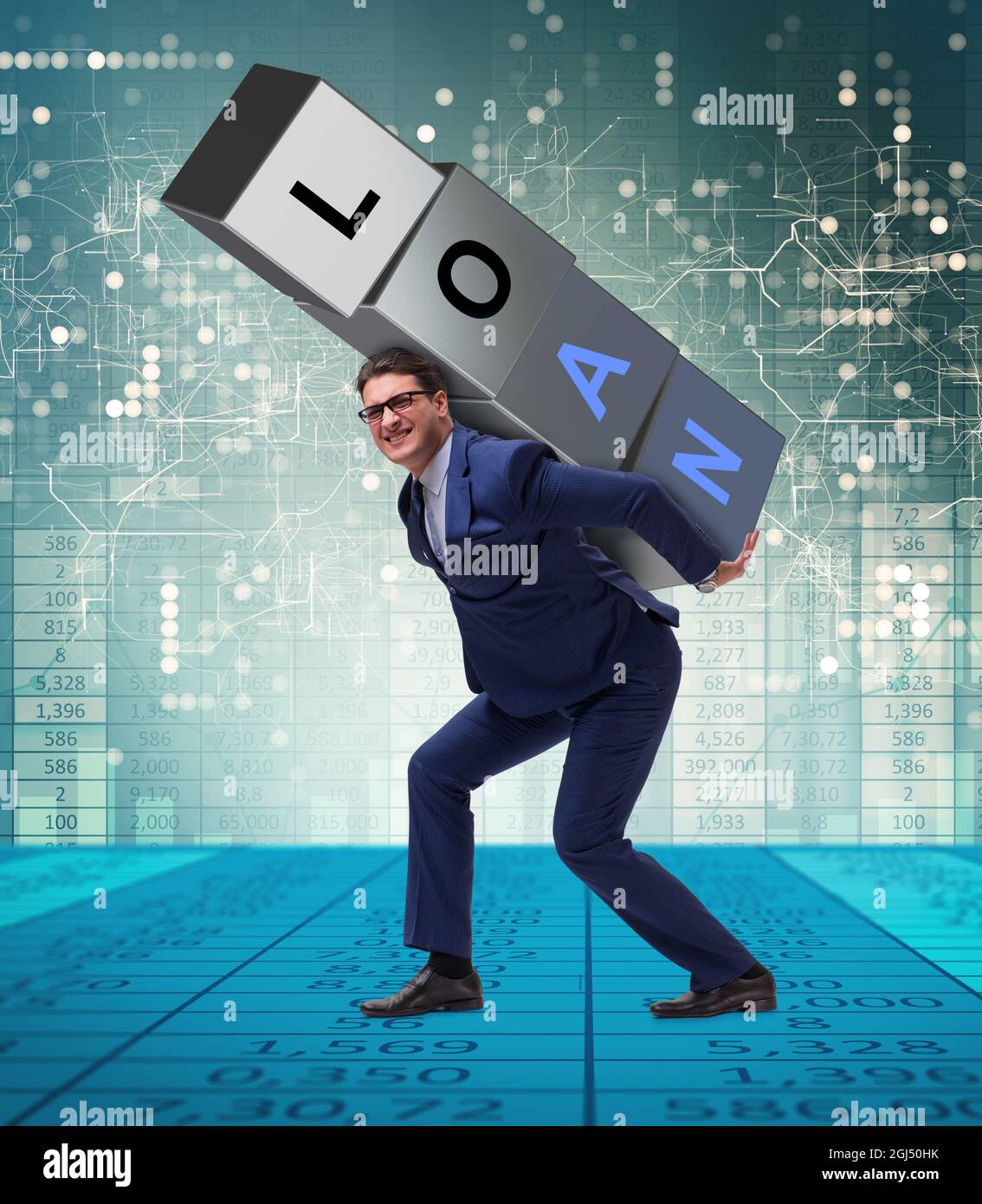 The man under the burden of loan Stock Photo - Alamy